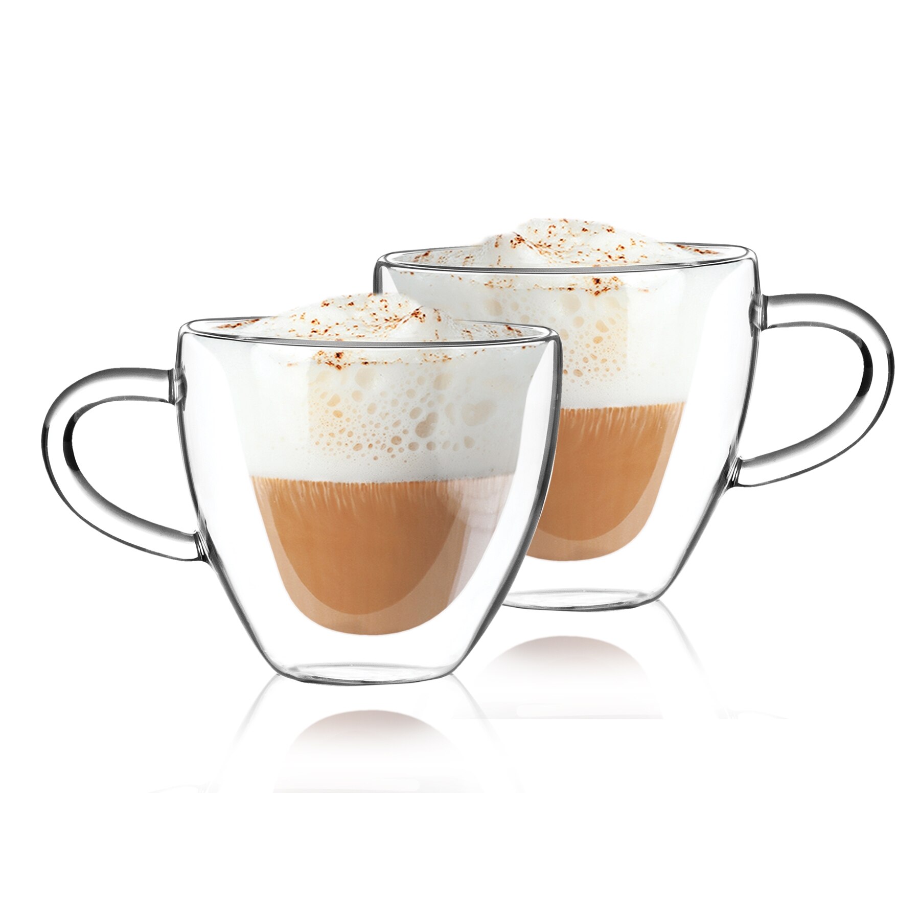 Set 2 cani cafea/ceai, Homla, Sticla, Perete dublu, 300ml, Transparent ...