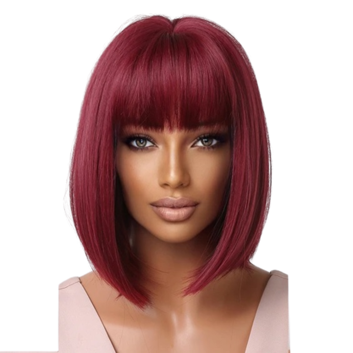 Peruca bob Visiniu / Burgundy, fibra sintetica cu aspect natural ...
