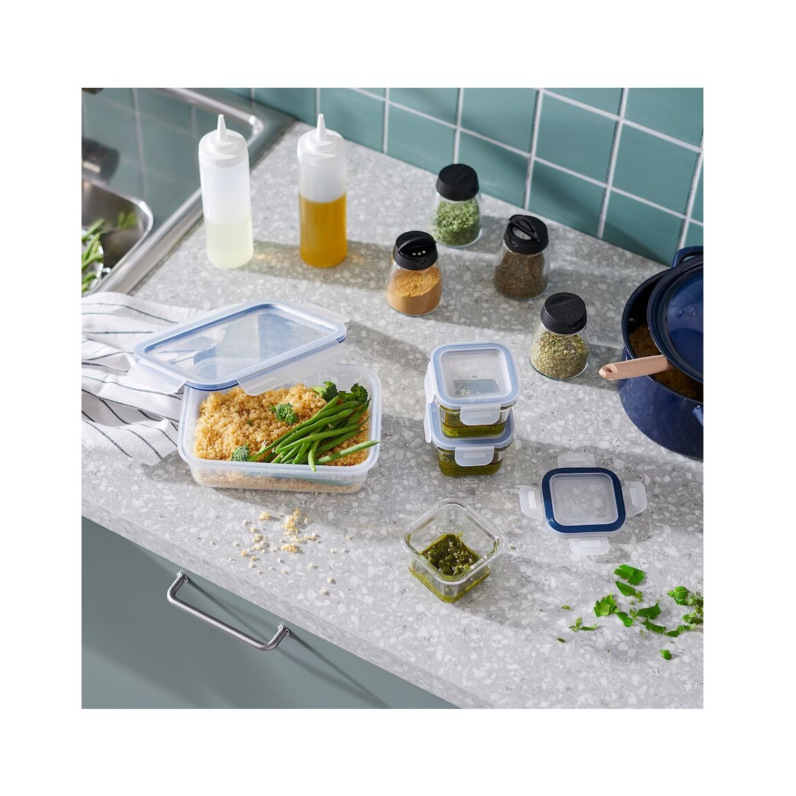 Set cu 2 recipiente din polietilena pentru sosuri, 330 ml, Transparent ...