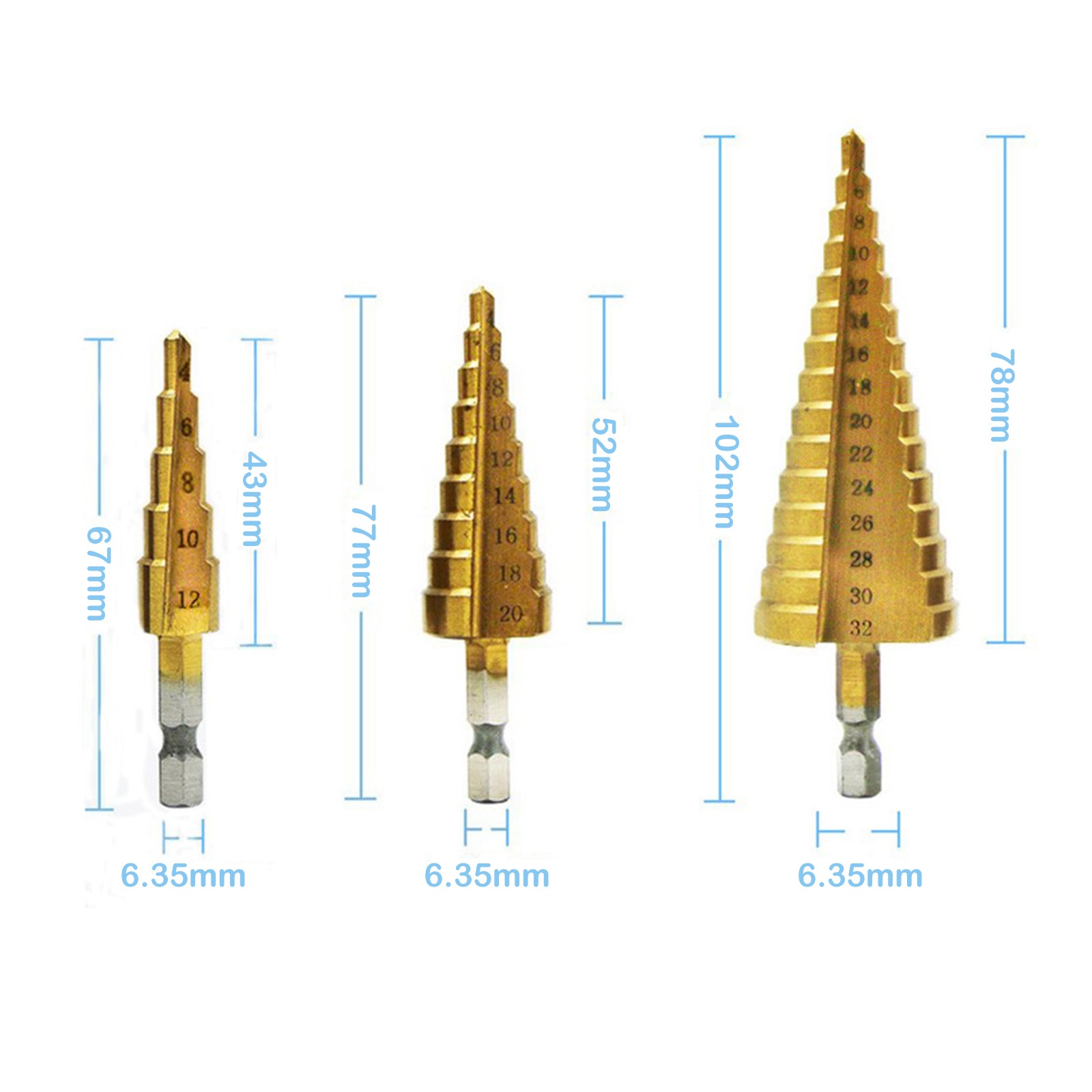 Set 3 Freza con, Darklove, Metric, Titan Acoperit, Cu geanta portabila ...