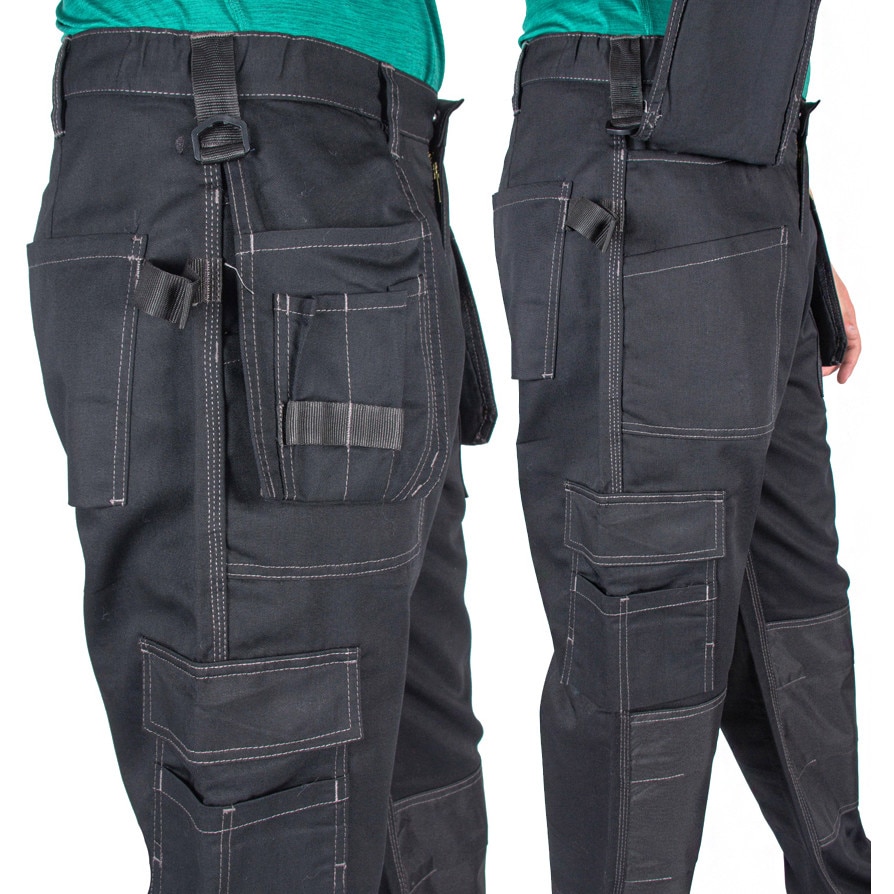 Pantaloni de lucru constructii barbatesti cordura, Negru, W32 L32 - eMAG.ro