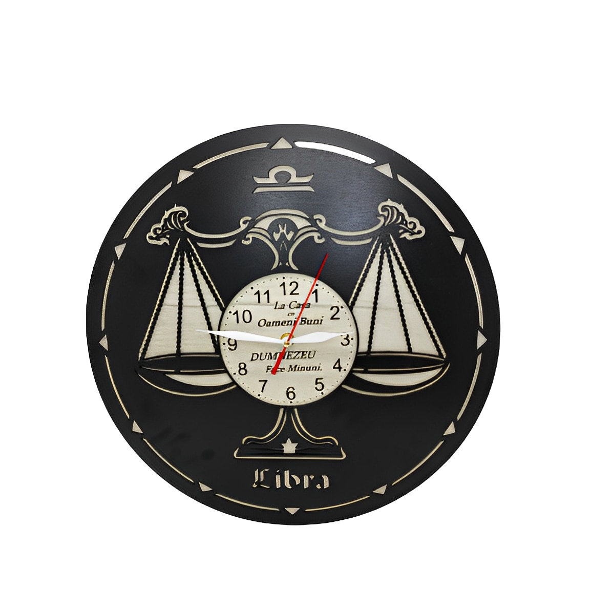 Ceas de perete decorativ Zodiac, din placaj mdf dublat, personalizat ...