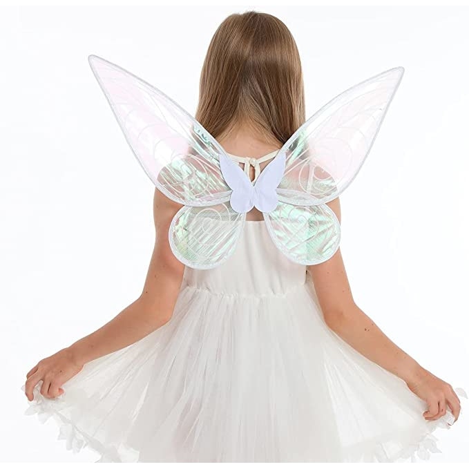 Set Aripi de inger fluture roz, Adulti si copii, cu bagheta si Coroana ...