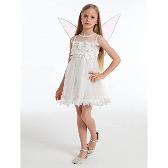 Set Aripi de inger fluture roz, Adulti si copii, cu bagheta si Coroana ...