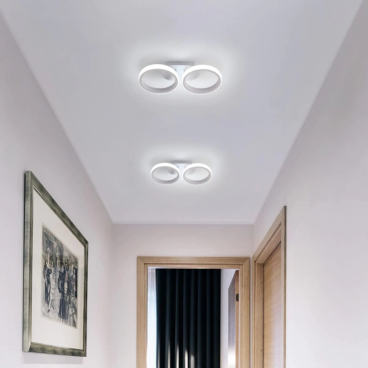 Plafoniera Cu Led Uri Din Aluminiu, Goeco, Dublu Rotund, 20w ...