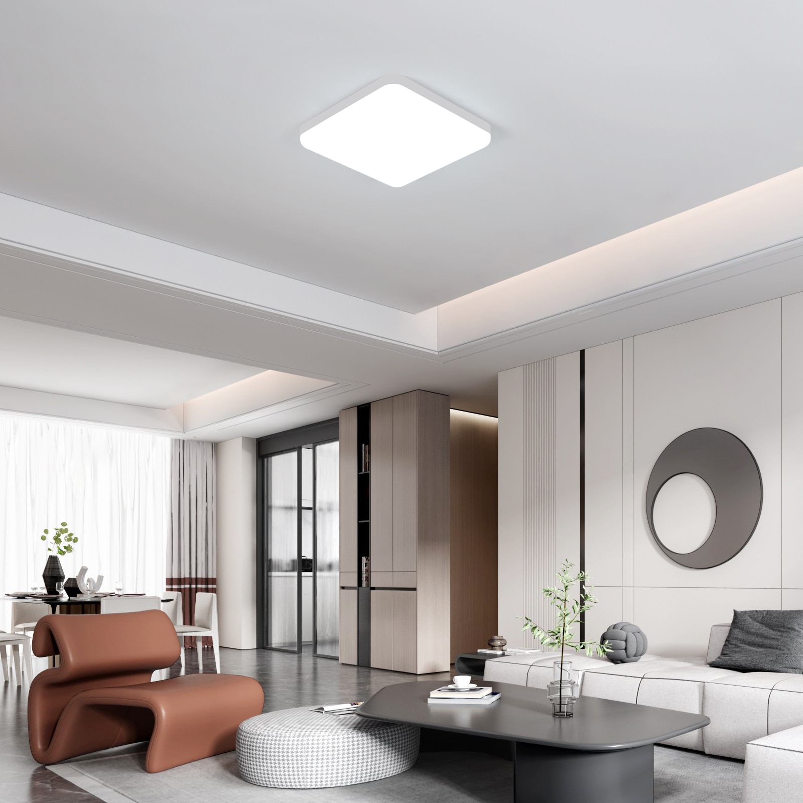 Plafoniera Cu Led, Goeco, 32w, IP54, 220v, Lumina alb, Diametru 25 cm ...