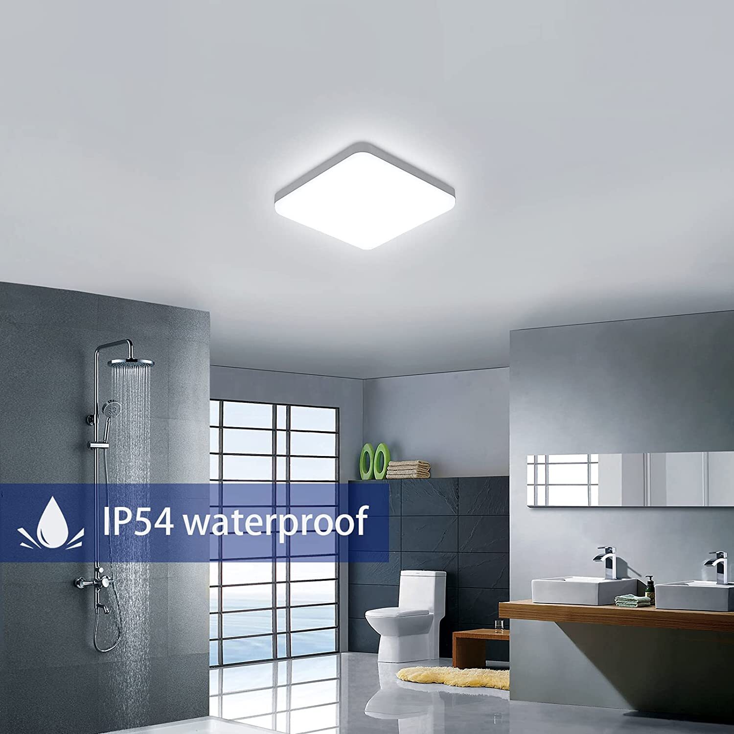 Plafoniera Cu Led, Goeco, 32w, IP54, 220v, Lumina alb, Diametru 25 cm ...