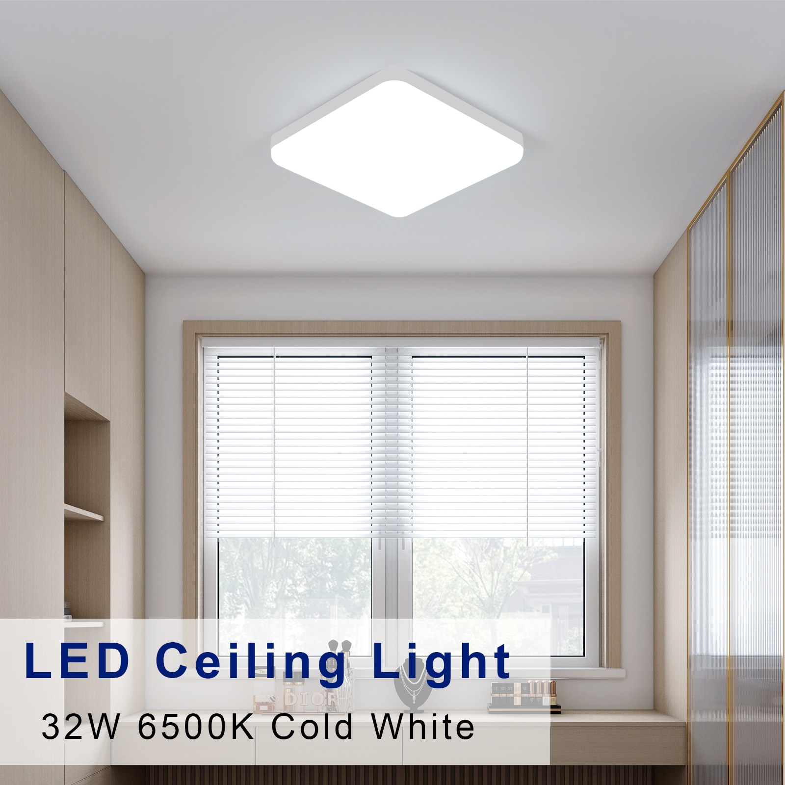 Plafoniera Cu Led, Goeco, 32w, IP54, 220v, Lumina alb, Diametru 25 cm ...