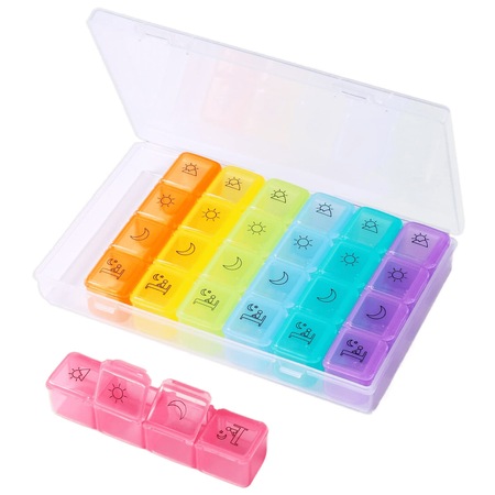 Cutie organizator medicamente, 7 zile, 21 compartimente mari, cutie ...
