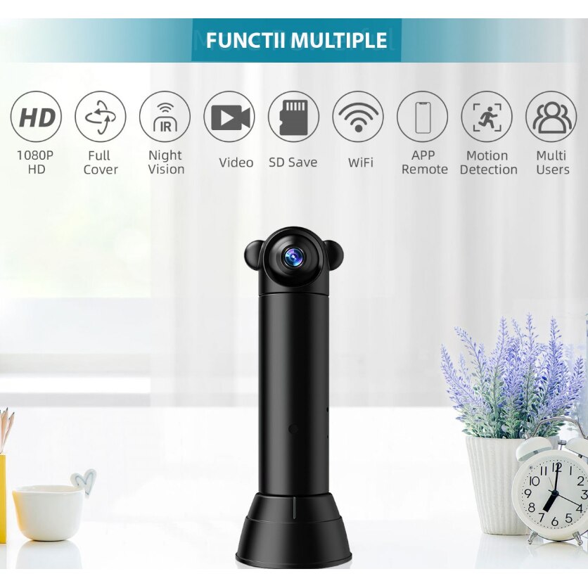Mini camera supraveghere Saiconcept, 4K, Wifi, rotativa pan/tilt - eMAG.ro