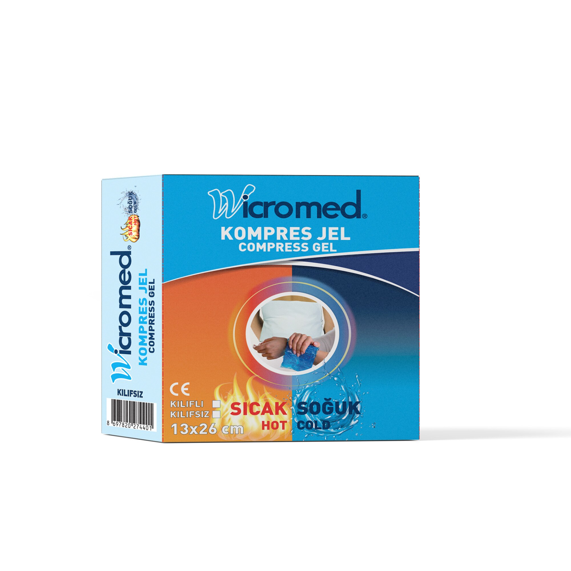 Compresa cu gel termic rece/cald Wicromed,13x26cm, husa de protectie ...