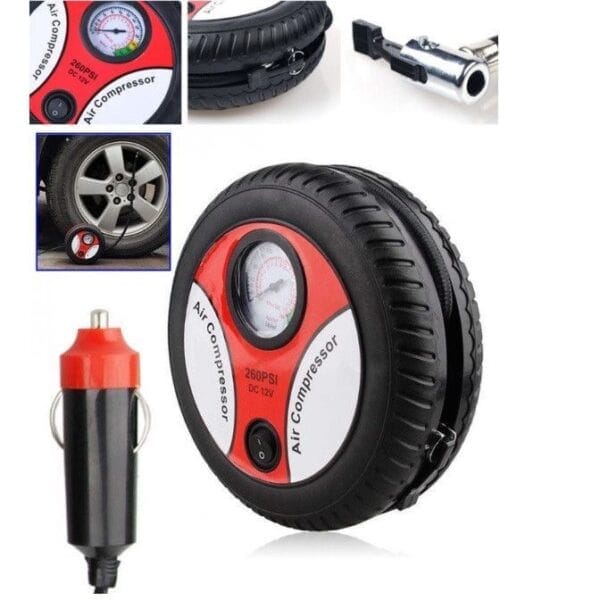 Compresor auto pentru anvelope masini si biciclete, in forma de roata ...