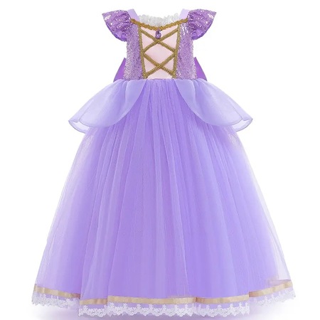 Rochie fete Rapunzel cu funda, mov - eMAG.ro