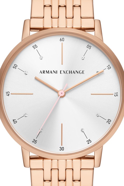 ARMANI EXCHANGE, Часовник и колие със сърцевидна висулка, Rose Gold ...