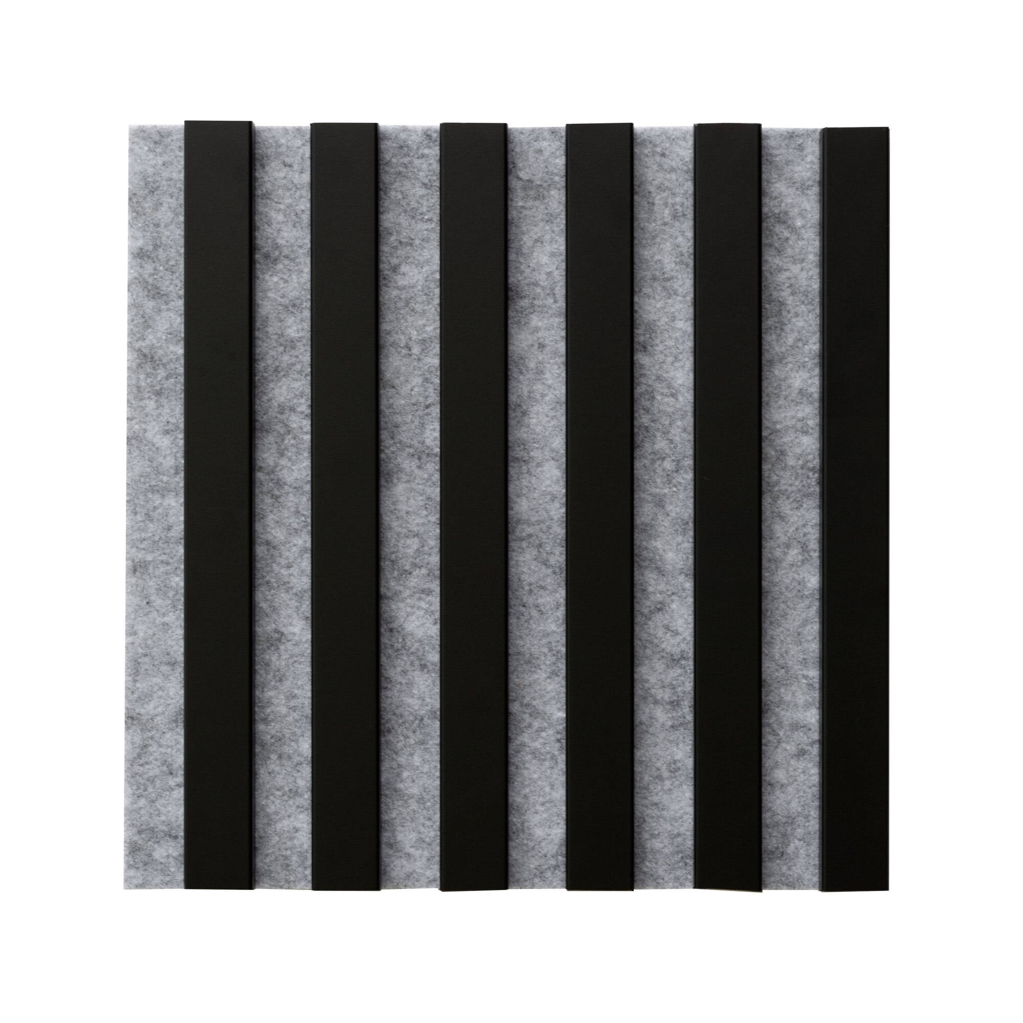 Panou decorativ Decofelt din riflaj MDF negru mat pe suport de pasla ...