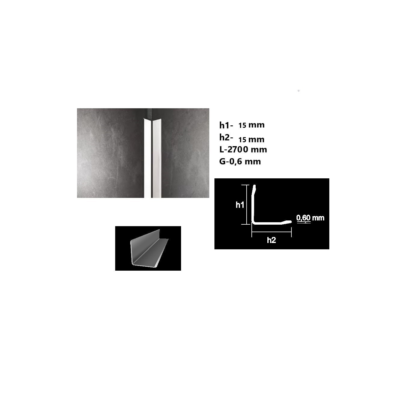 Profil Tip Cornier Colt Aplicat Inox Crom Lucios 15mm - eMAG.ro