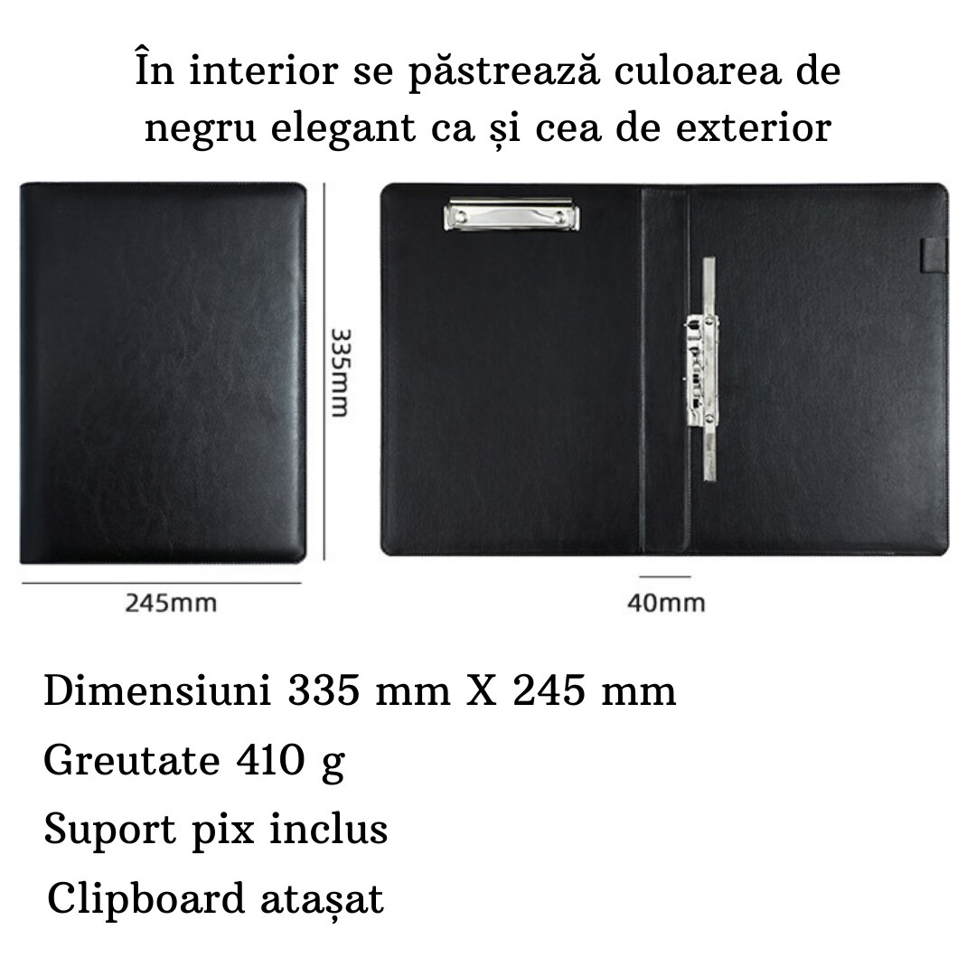 Dosar clipboard dublu A4 din piele, Toimark, cu suport pentru pix ...