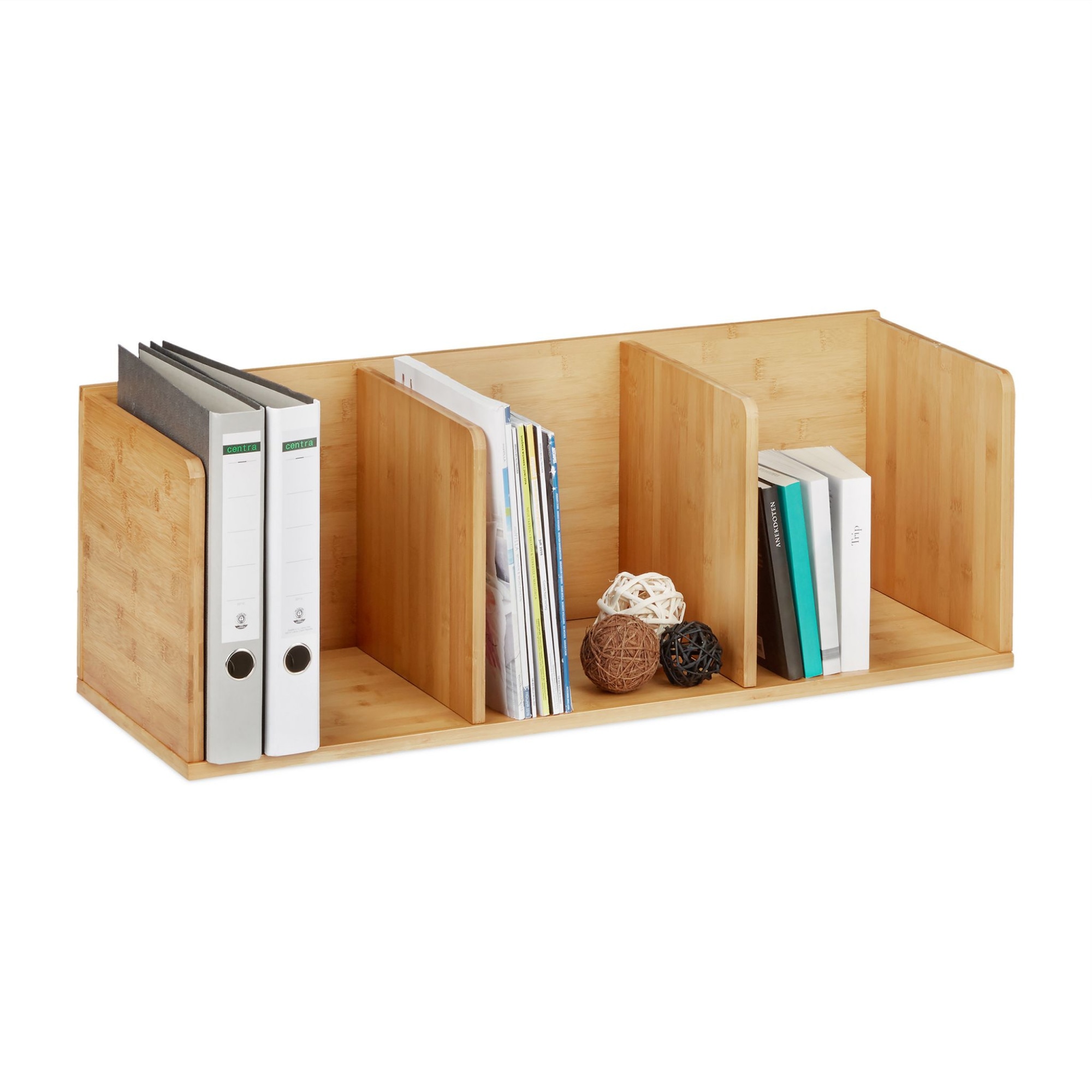 Raft de colt, 4 compartimente, din bambus, 85,5 x 29 x 29 cm, maro ...