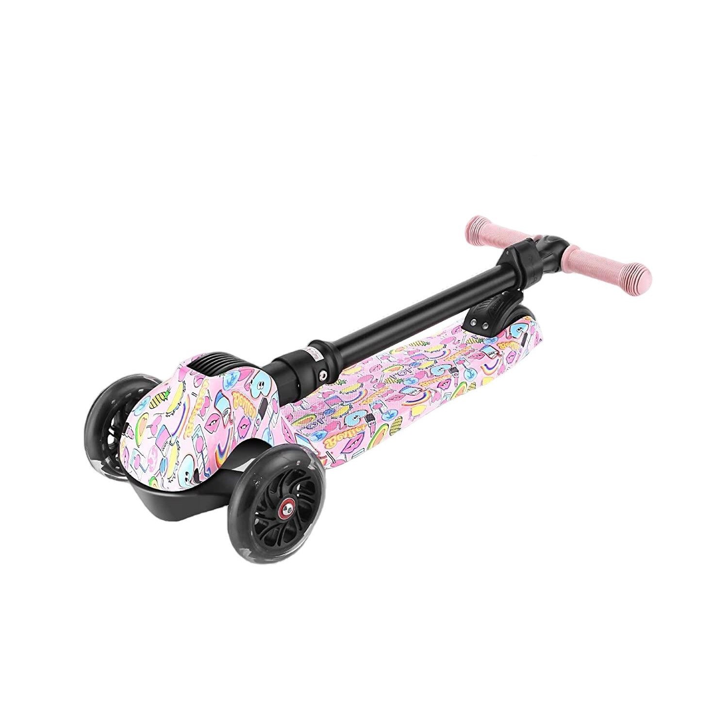 Scooter pliabil pe 3 roti, Pentru copii, Reglabil 74-84 CM, Greutate ...