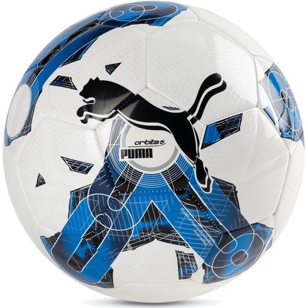 Minge fotbal Puma Orbita 6 MS, marime 5, alb/albastru - eMAG.ro