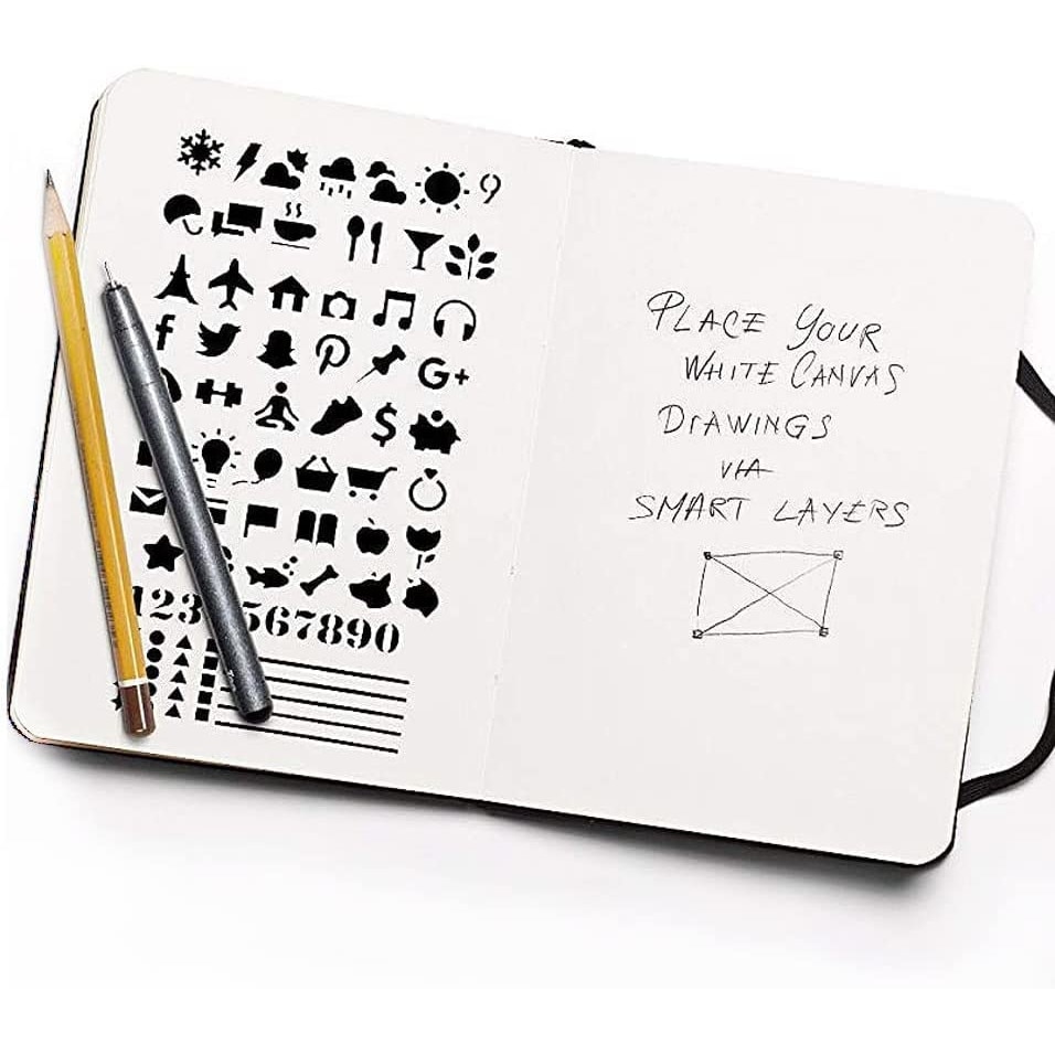 Set 20 sabloane pentru desen, cindy, Plastic, Alb - eMAG.ro