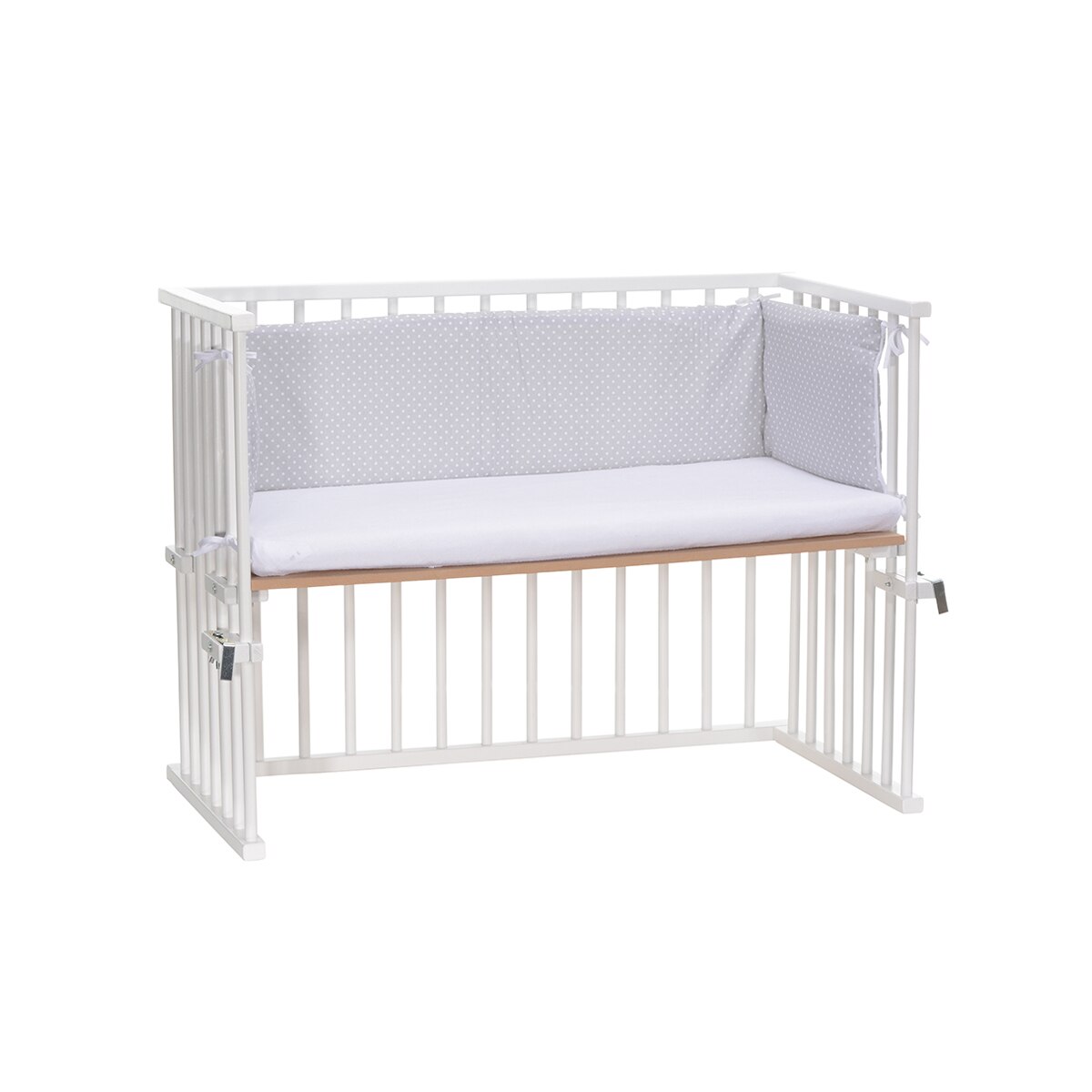 Pat Piccolo 95x45 cm cu Saltea si Aparatoare laterala - Alb - eMAG.ro