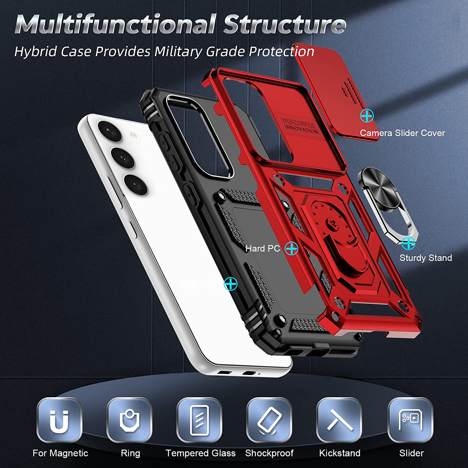 Силиконов защитен калъф за телефон Samsung galaxy S23 camshield pro ...