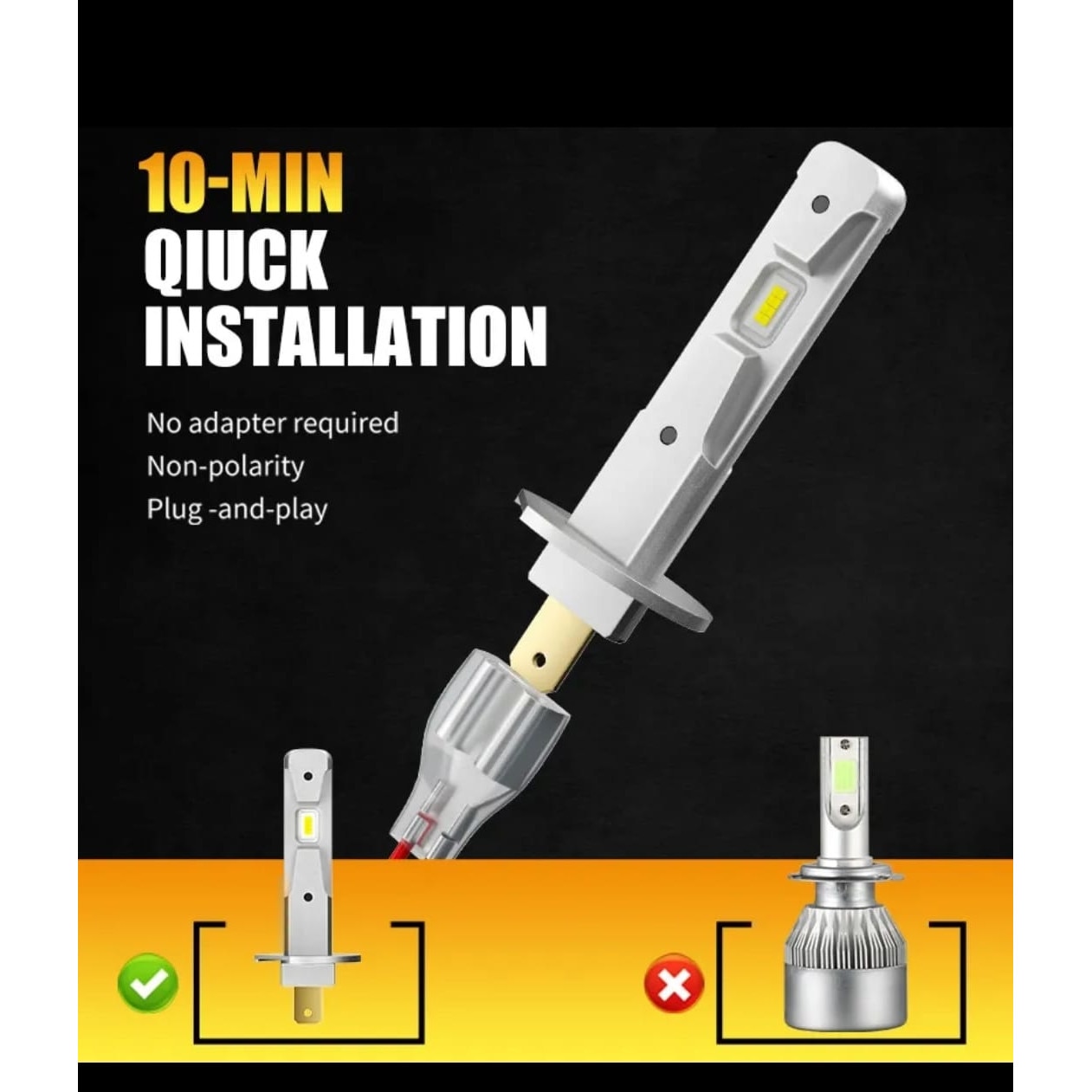 Set 2 becuri LED H1, 55W, AutoREY® lumina alb-rece, 25.000 Lumeni, Fara ...