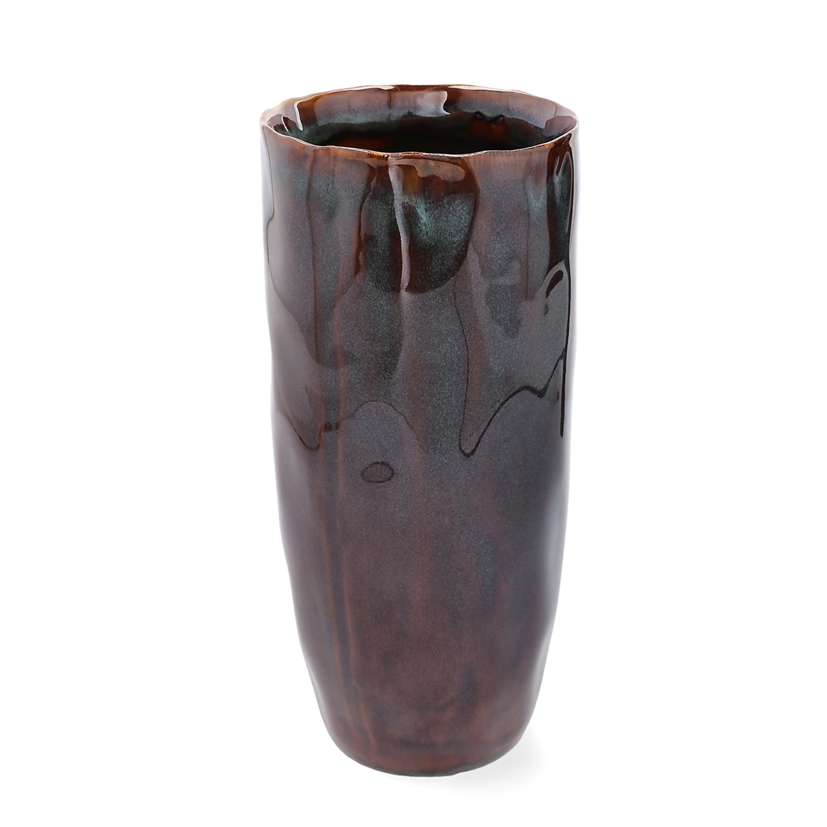 Vaza decorativa Rona, Homla, Ceramica, 10 x 10 x 24 cm, Maro - eMAG.ro