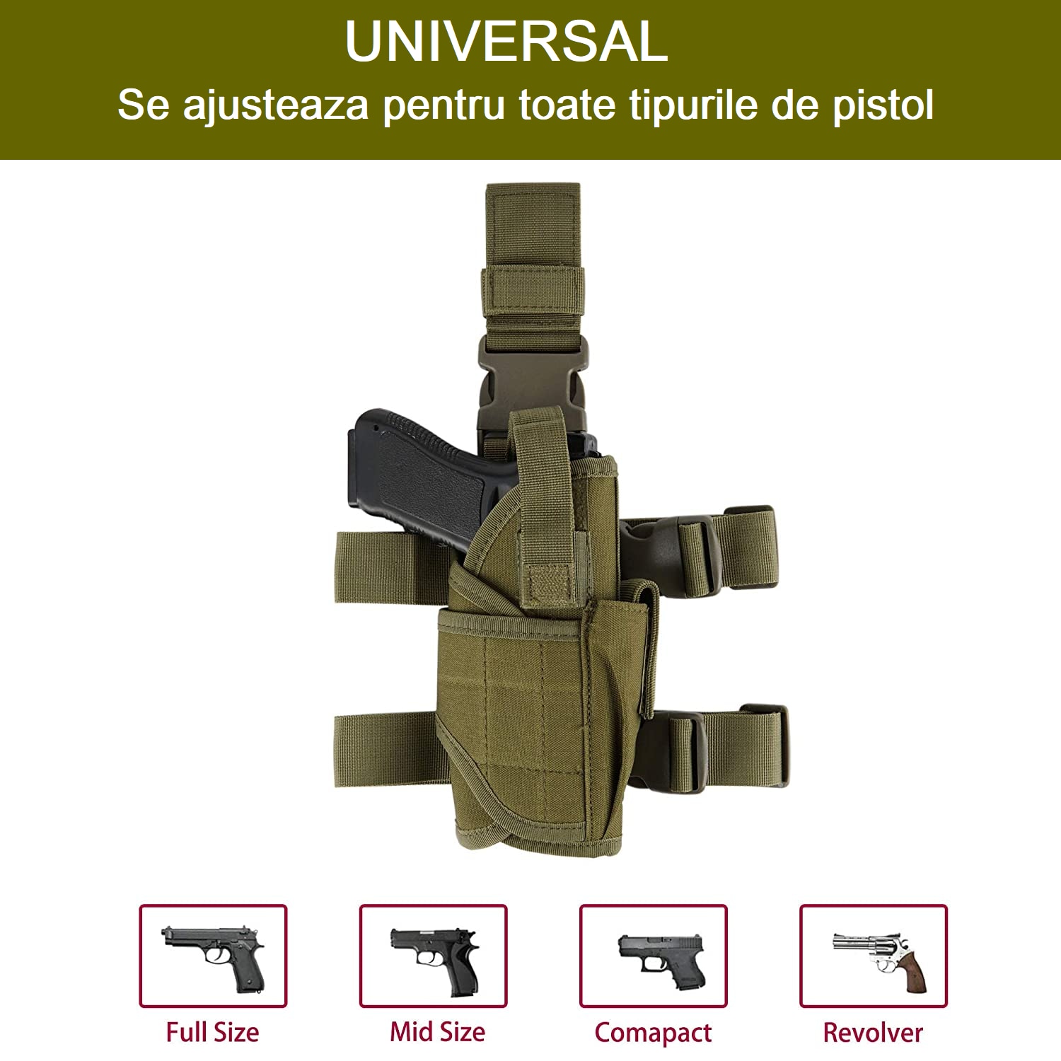 Toc Pistol Universal pentru Picior, Coapsa Dreapta, Tactic, Impermeabil ...