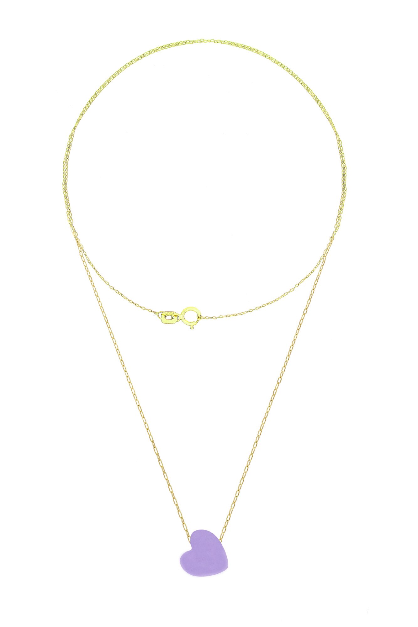 Lantisor aur 14K cu INIMA Violet, AMETIST - eMAG.ro