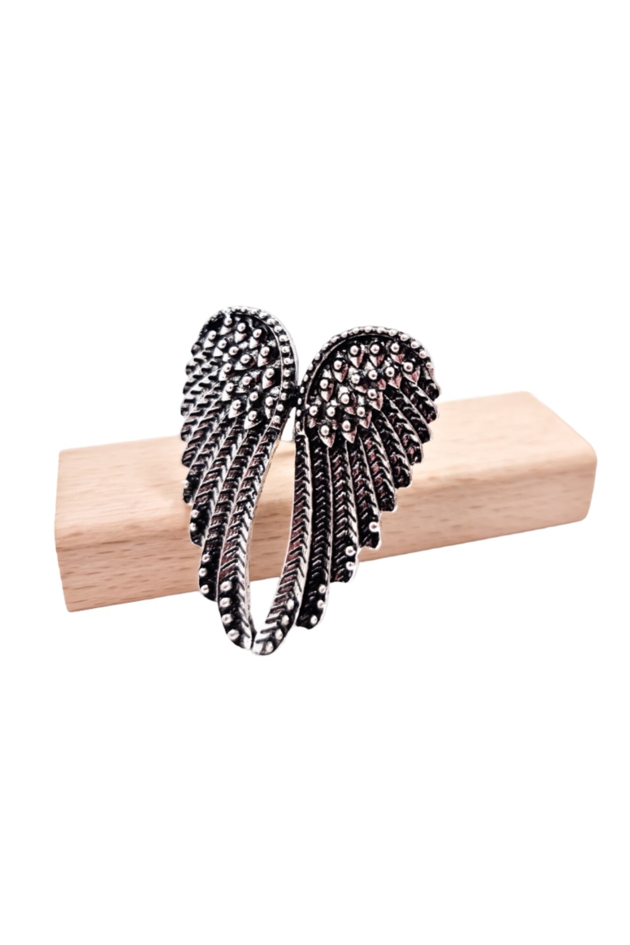 Inel argintiu, metalic, vintage, model aripi de inger - eMAG.ro