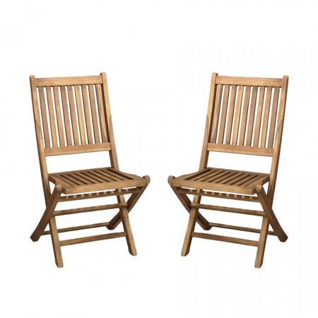 Set 2 scaune pliante din lemn de tec cu finisaj natural RAKI ...