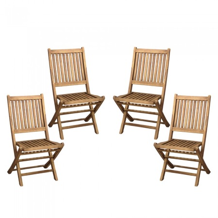 Set 4 scaune pliante din lemn de tec cu finisaj natural RAKI ...