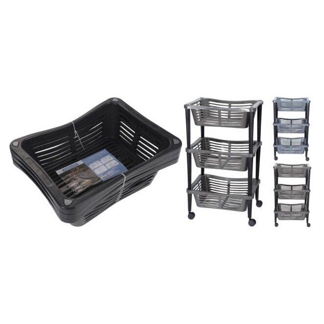 Cos cu rotile, Liberta, PVC, 40 x 30 x 60 cm, Gri - eMAG.ro