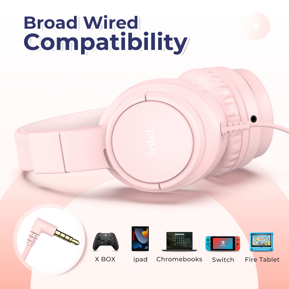 Casti Audio Pliabile Over-Ear pentru copii, cu Fir si Microfon, Jack 3. ...