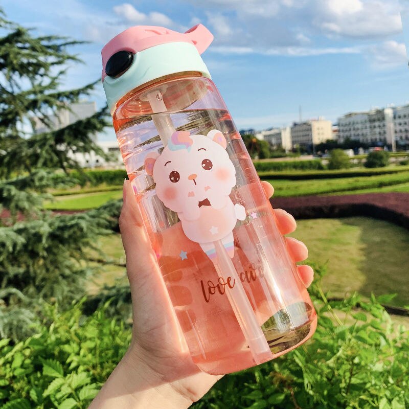 Ceasca de plastic, SOOYE® pentru copii, cu pai si design cu stele si ...