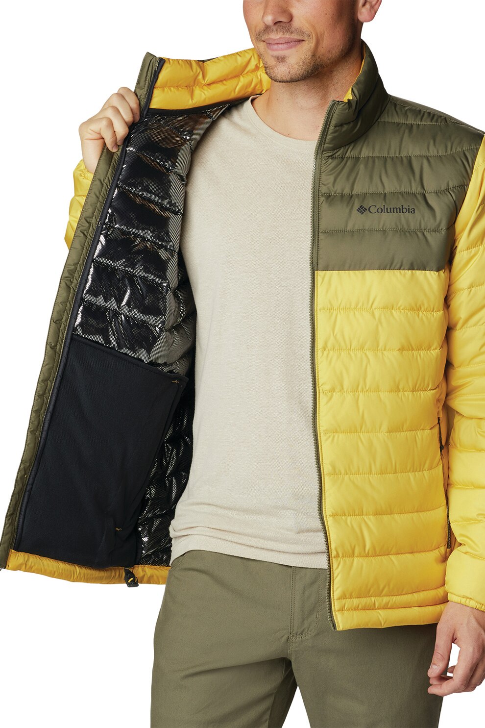 Columbia, Geaca pentru trekking si drumetii Powder Lite™, Galben, Kaki ...