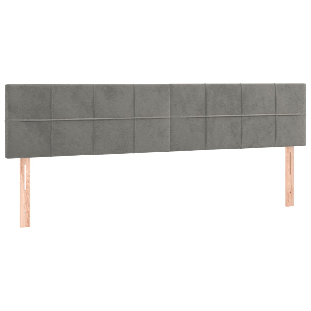 Tablie de pat cu LED vidaXL, gri deschis, 160x5x78/88 cm, catifea, 8.68 ...