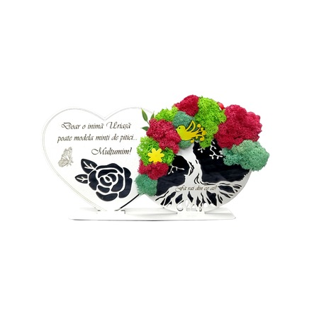 Decoratiune inima copacul vietii, decorata cu licheni stabilizati si ...