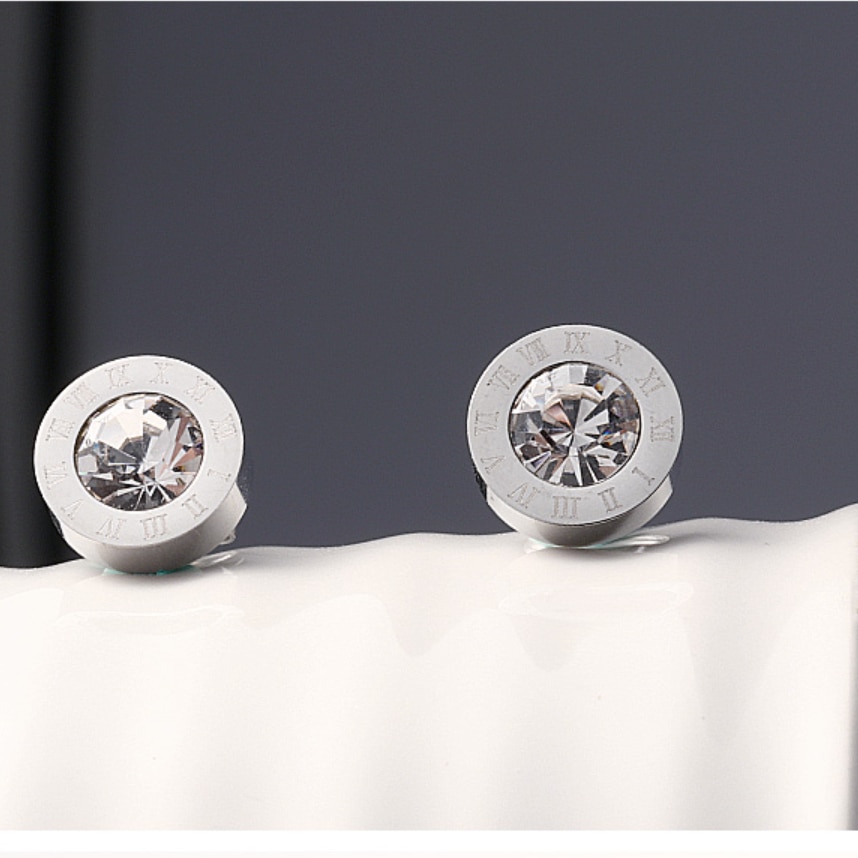 Cercei eleganti Roman, CRM, unisex, 9 mm, alb/argintiu - eMAG.ro