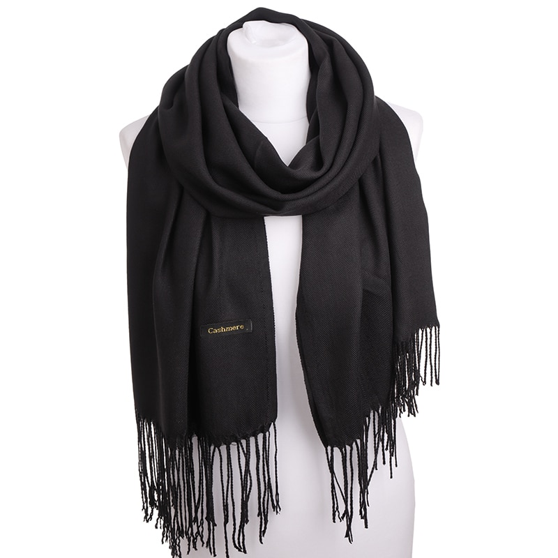 Esarfa dama cu franjuri, Born86, Casmir, 186 x 70 cm, Negru - eMAG.ro