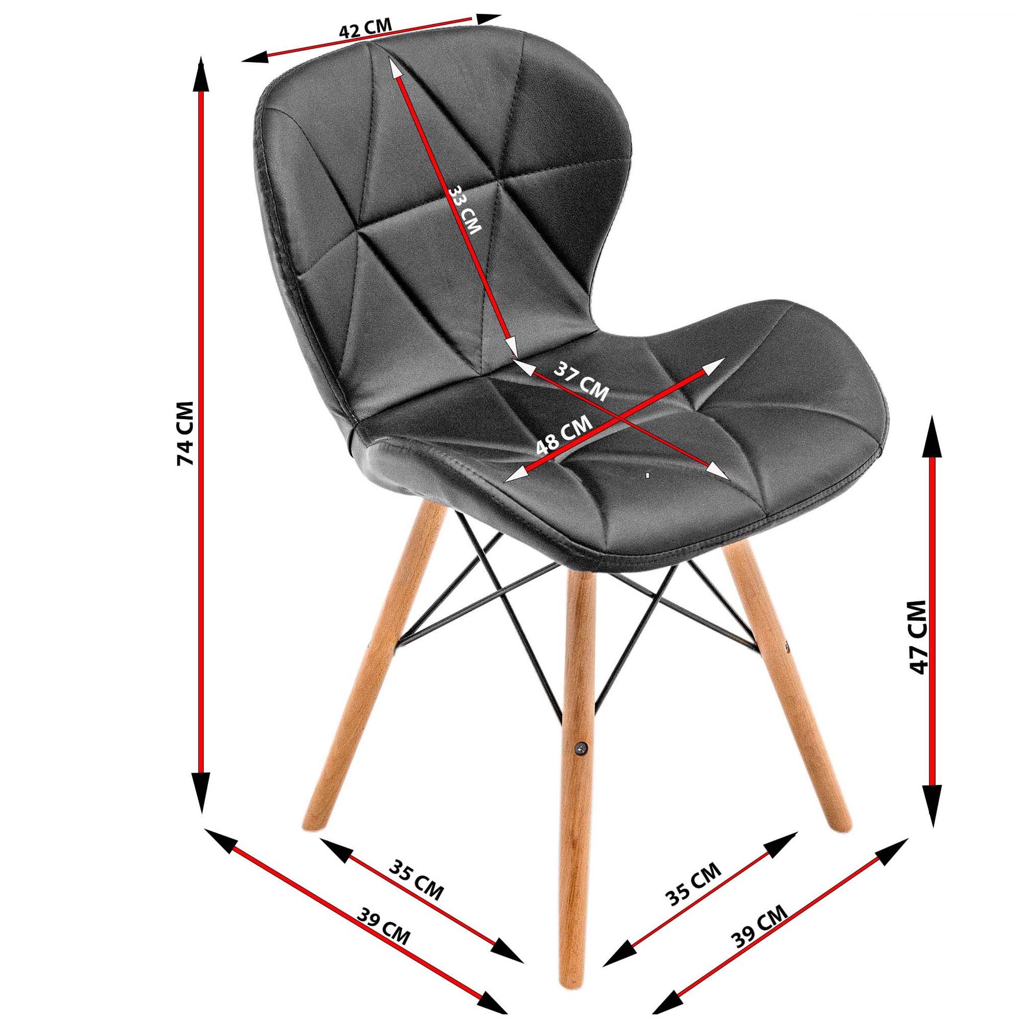 Set 6 scaune DENVER Oslo, negru, model scandinav, sezut tip scoica ...