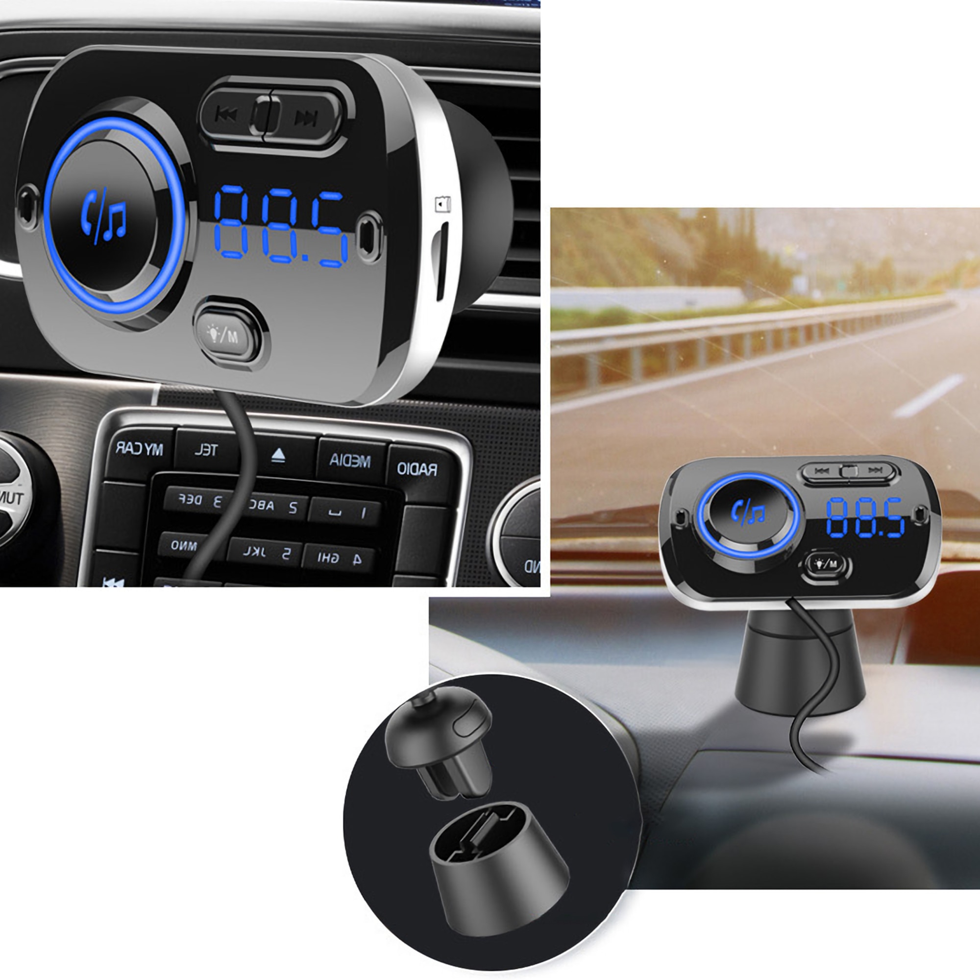 Modulator FM Bluetooth 5.0 EDR A2DP, AUX, microSD, Transmitator FM cu ...