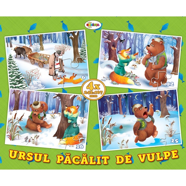Puzzle - Ursul pacalit de vulpe - 4 imagini, 59 piese - eMAG.ro