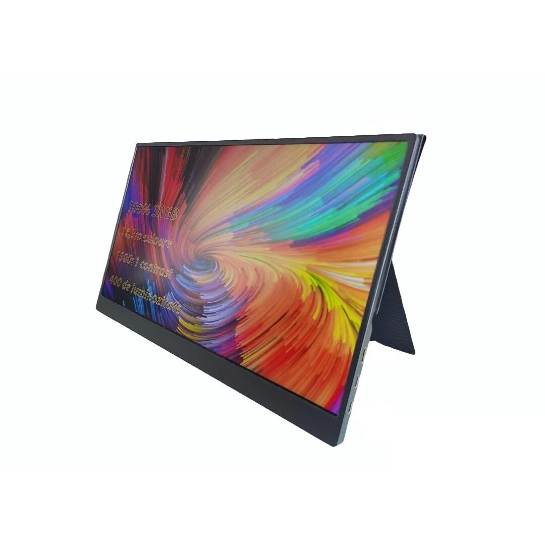 Преносим LED монитор, IOIOOO®, 100% sRGB, 16,7 милиона цвята, 400 нита ...
