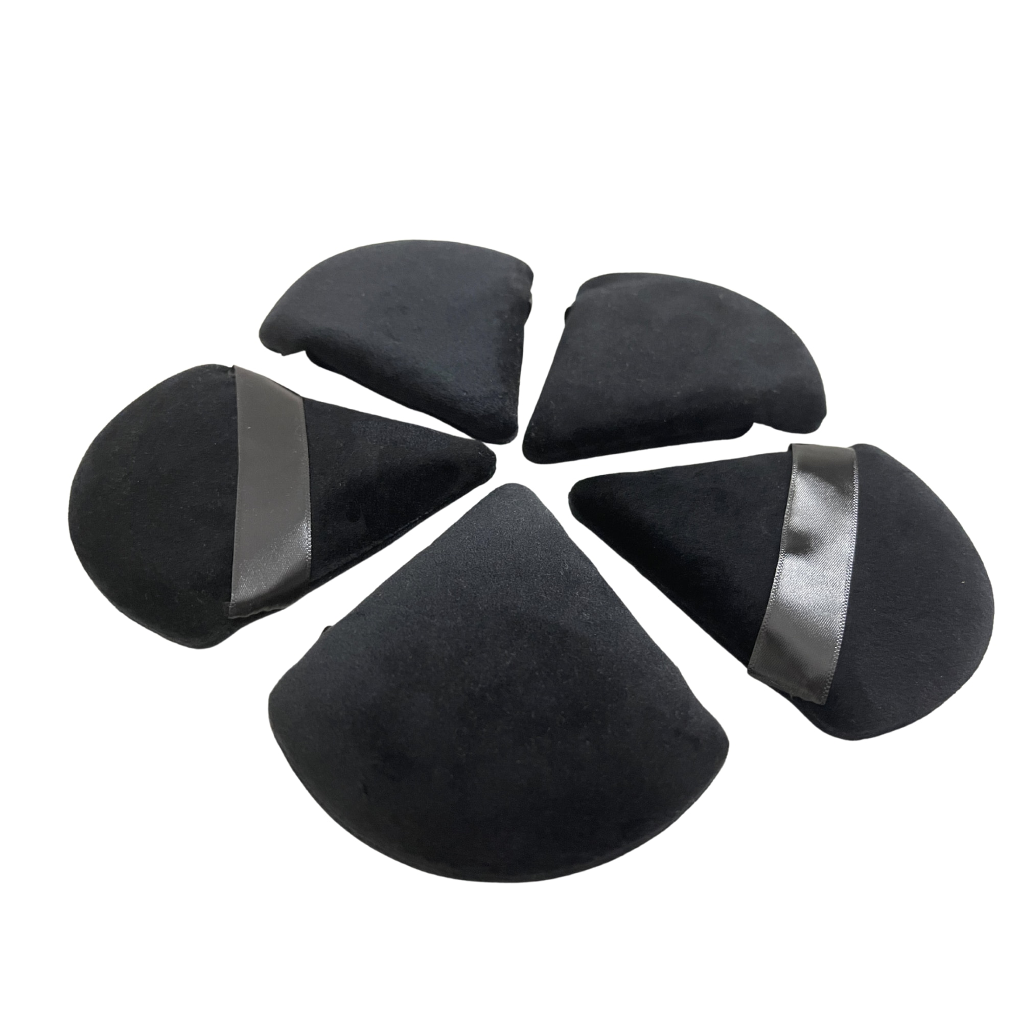 Set 5 buretei machiaj, pentru aplicarea pudrei, puffs triunghi, Negru ...