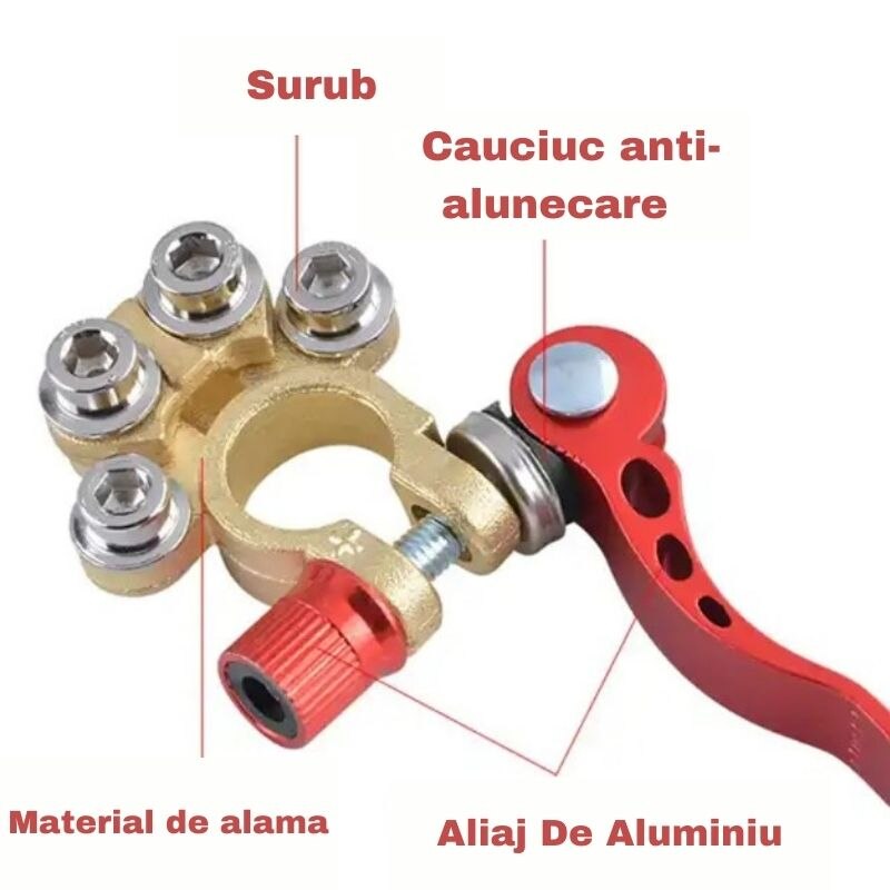 Set doua borne Profesionale, baterie auto, cu patru terminale si cleme ...