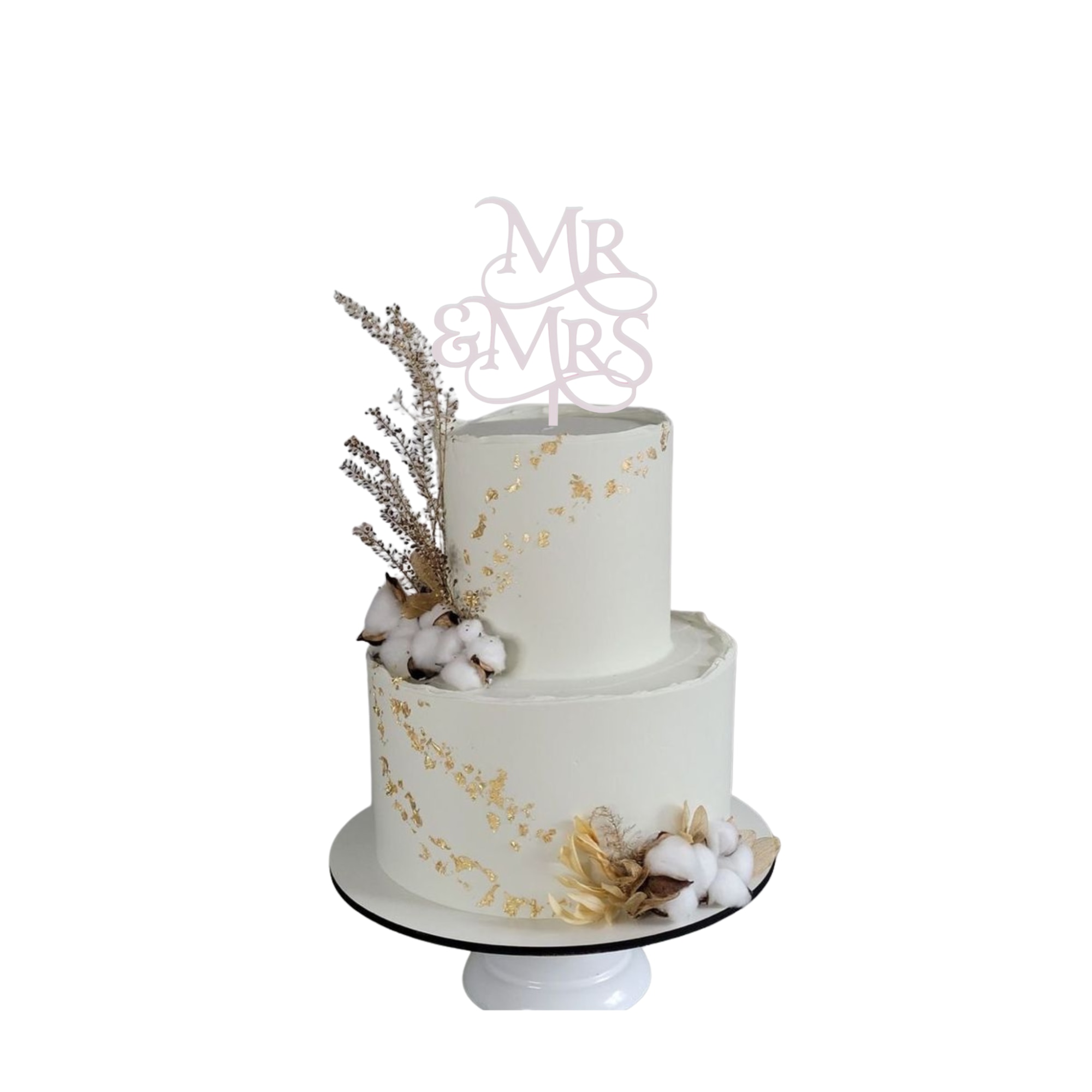 Decoratiune topper tort nunta, Mr and Mrs, alb ivory 17 x 13.5 cm - eMAG.ro