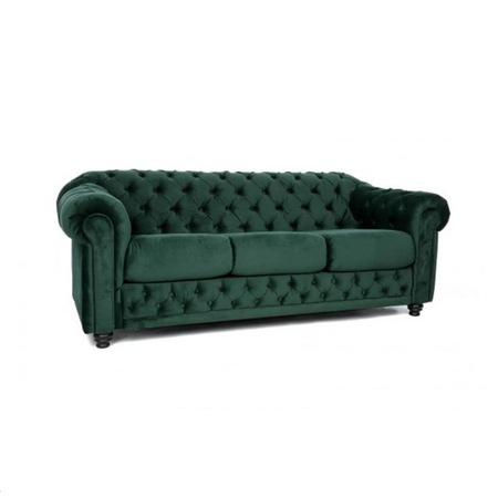 Canapea extensibila de 3 locuri tip Chesterfield din microfibra verde ...